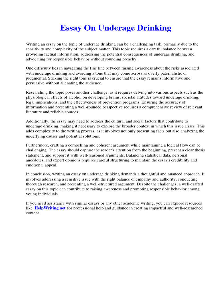 Essay On Underage Drinking | PDF | Oedipus | Psychology