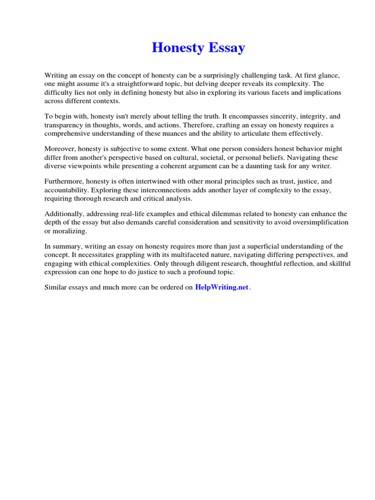 Honesty Essay | PDF | Resurrection Of Jesus | Jesus