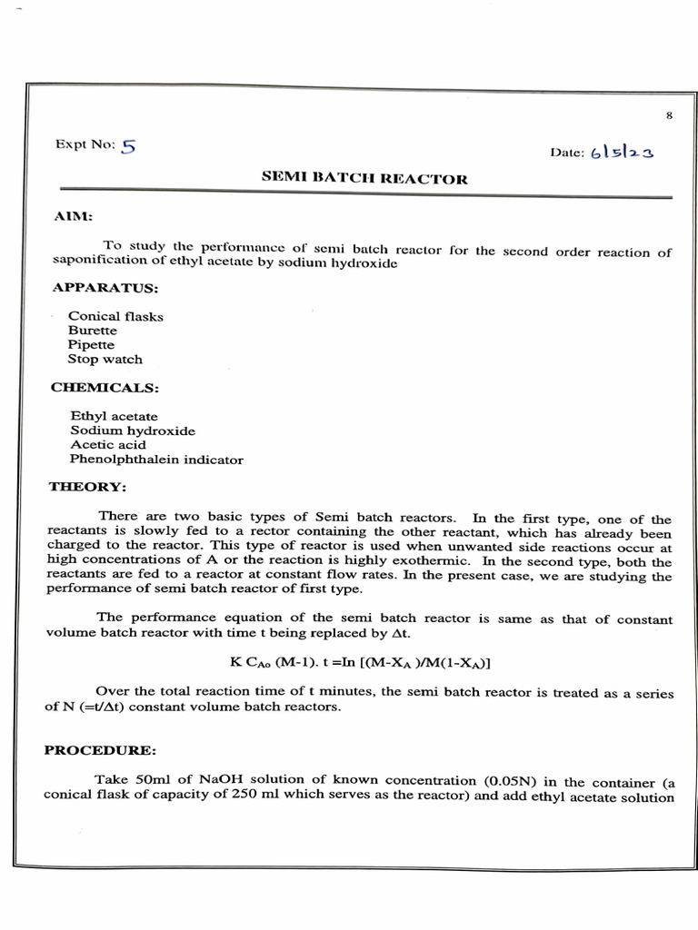 CRE_Exp4 | PDF | Chemical Reactor | Sodium Hydroxide