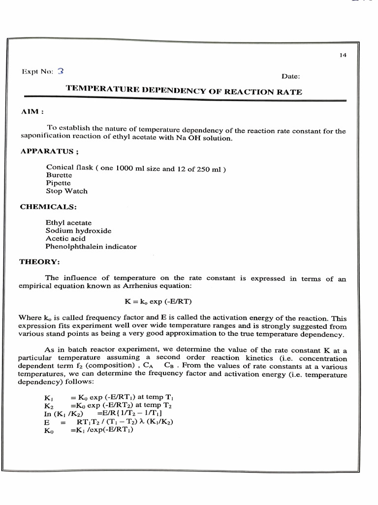 CRE Exp3 | PDF | Chemistry | Physical Sciences