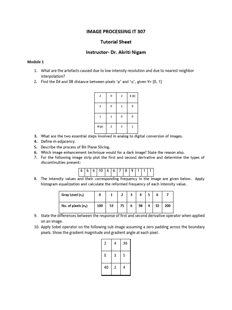 Tutorial Sheet IP | PDF | Data Compression | Discrete Fourier Transform
