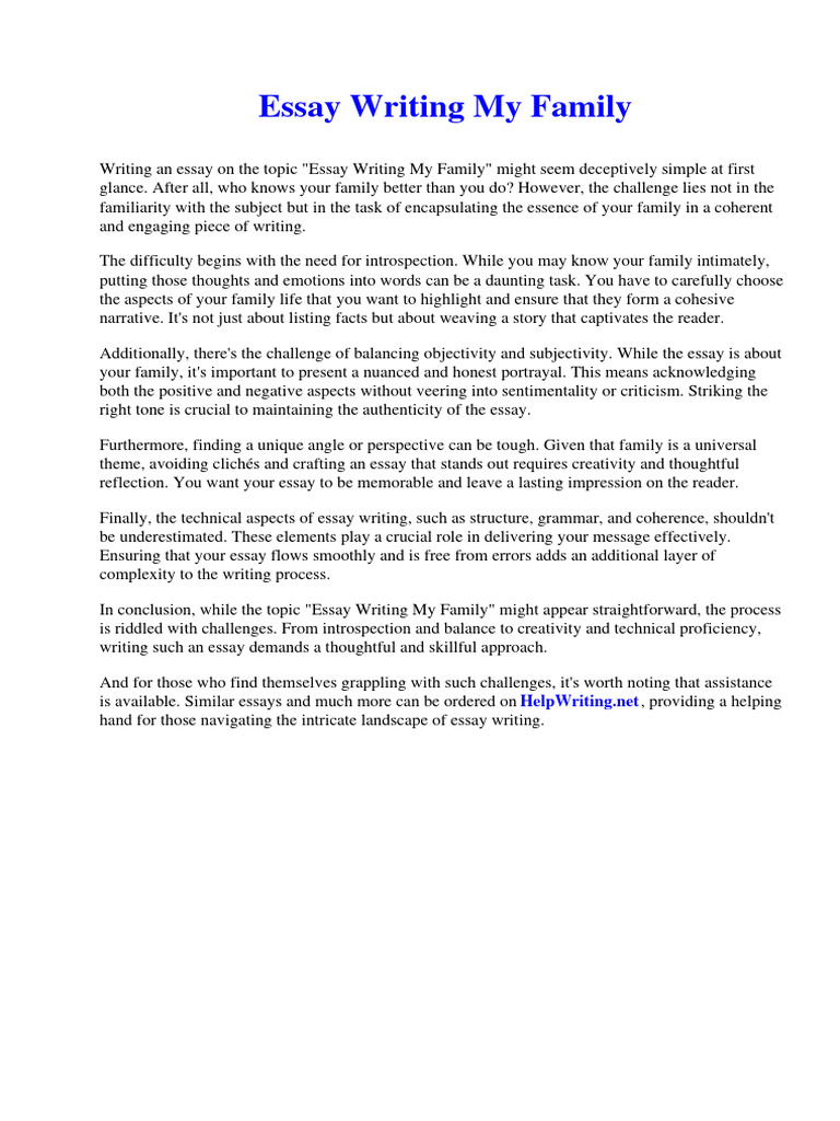 Essay Writing My Family | PDF | Odyssey | Odysseus
