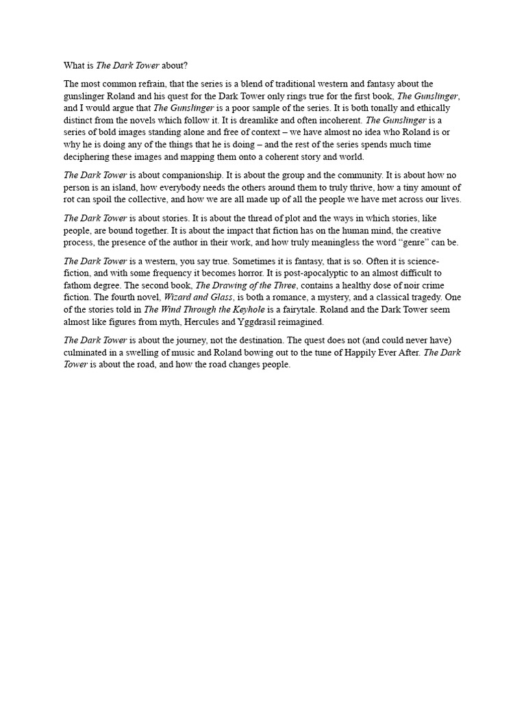 The Dark Tower - Retrospective | PDF | The Dark Tower (Series)