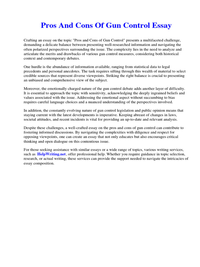 Pros And Cons Of Gun Control Essay Pdf Habeas Corpus