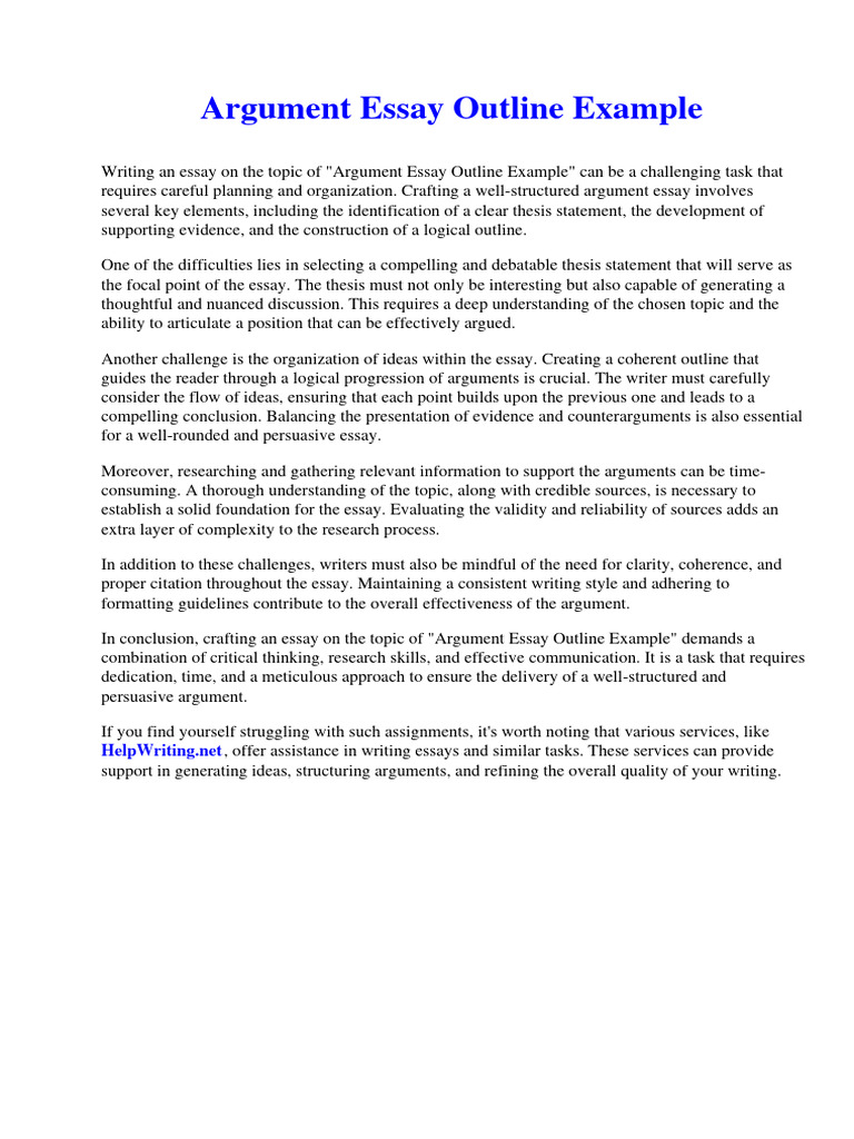 Argument Essay Outline Example | PDF | Essays | Argument