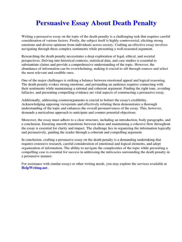 Persuasive Essay About Death Penalty | PDF | Bob Marley | Essays