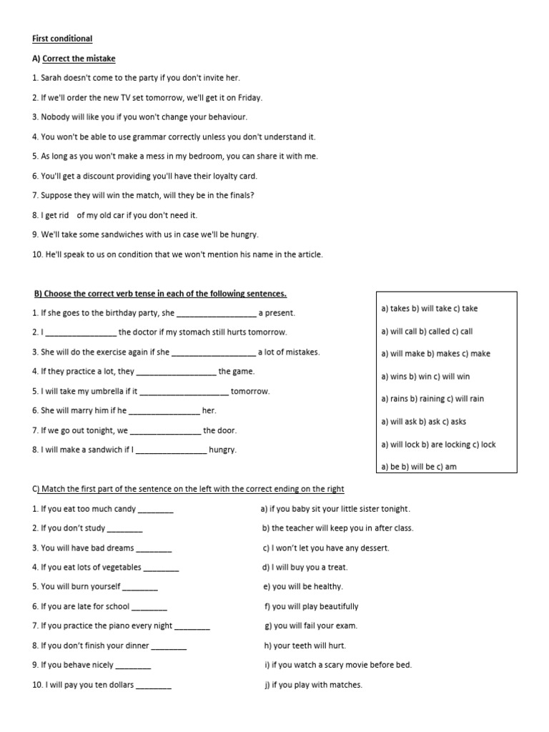 First Conditional Exercises | PDF