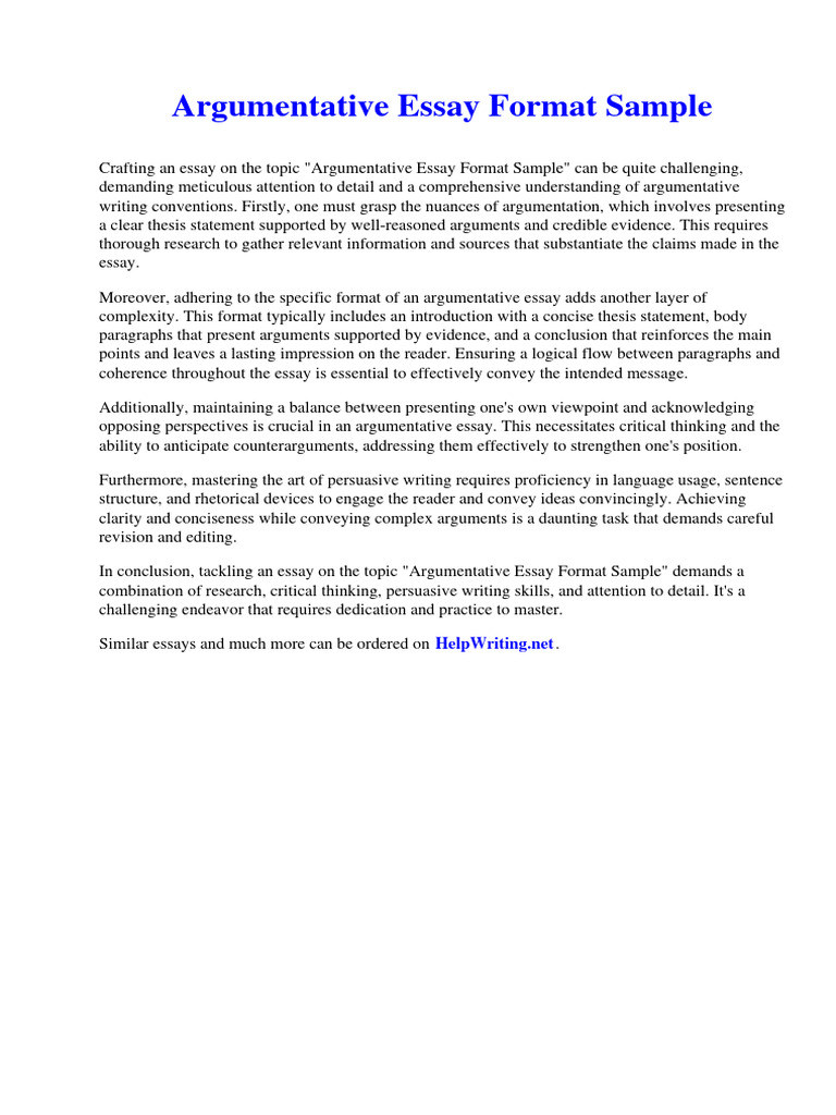 Argumentative Essay Format Sample | PDF | Muhammad Ali | Essays