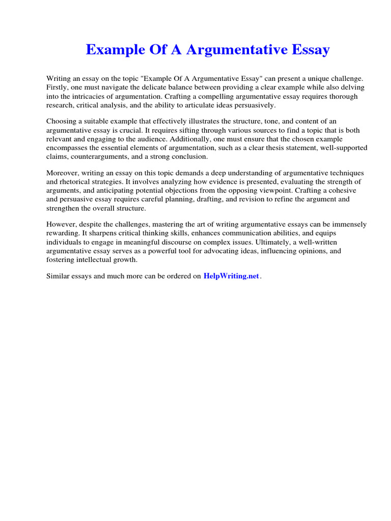 Example of a Argumentative Essay | PDF | Autism Spectrum | Essays