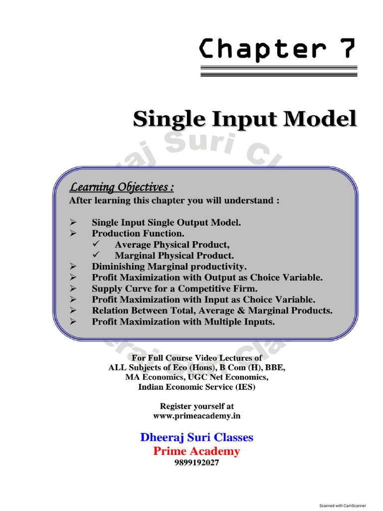 Chapter 7 Single Input Model-2 | PDF