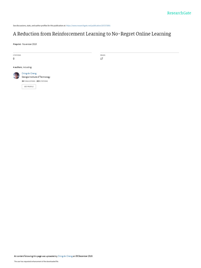 RL to No-Regret Learning Reduction | PDF | Mathematical Optimization ...
