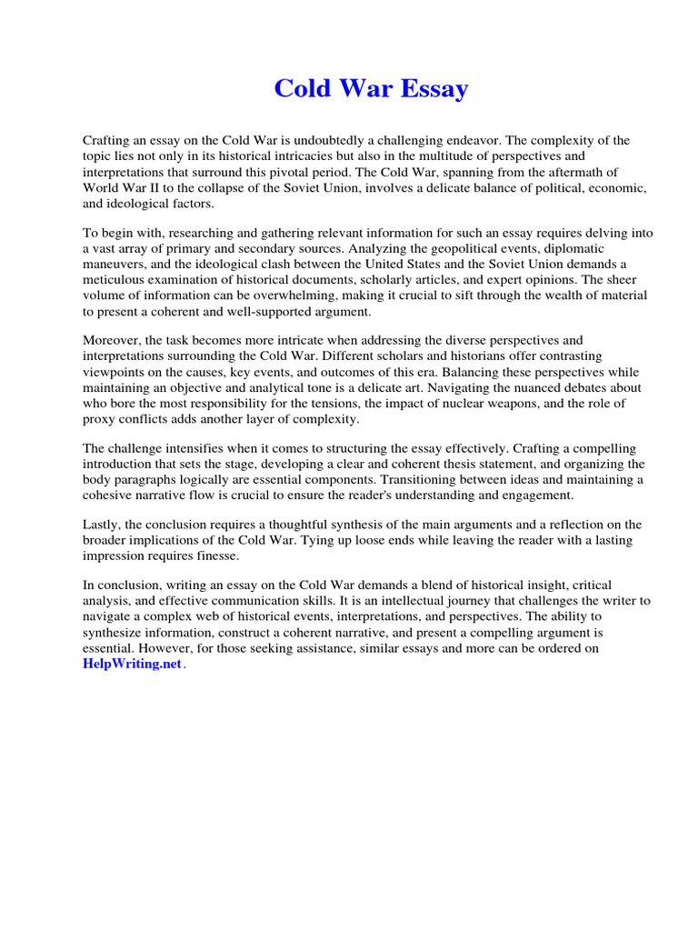 Cold War Essay | PDF | Blot (Biology) | Chemical Bond