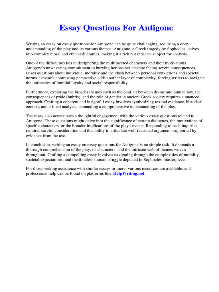 Essay Questions For Antigone | PDF | Bees