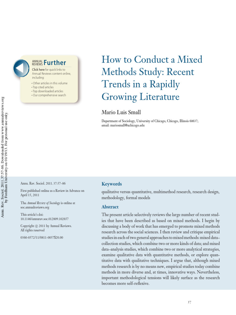Mixed Method Study - Small (2011) | PDF | Quantitative Research ...