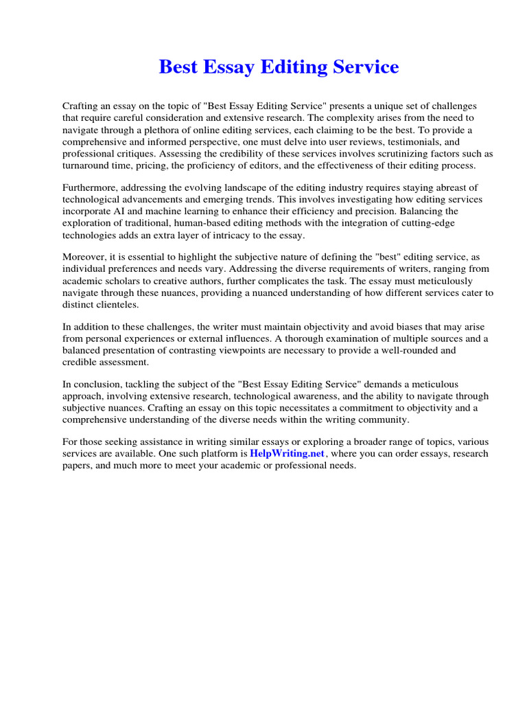 Best Essay Editing Service | PDF | Social Science