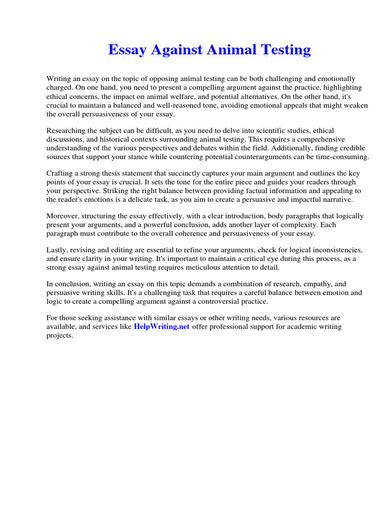 Essay Against Animal Testing | PDF | Objectivity (Philosophy) | Essays