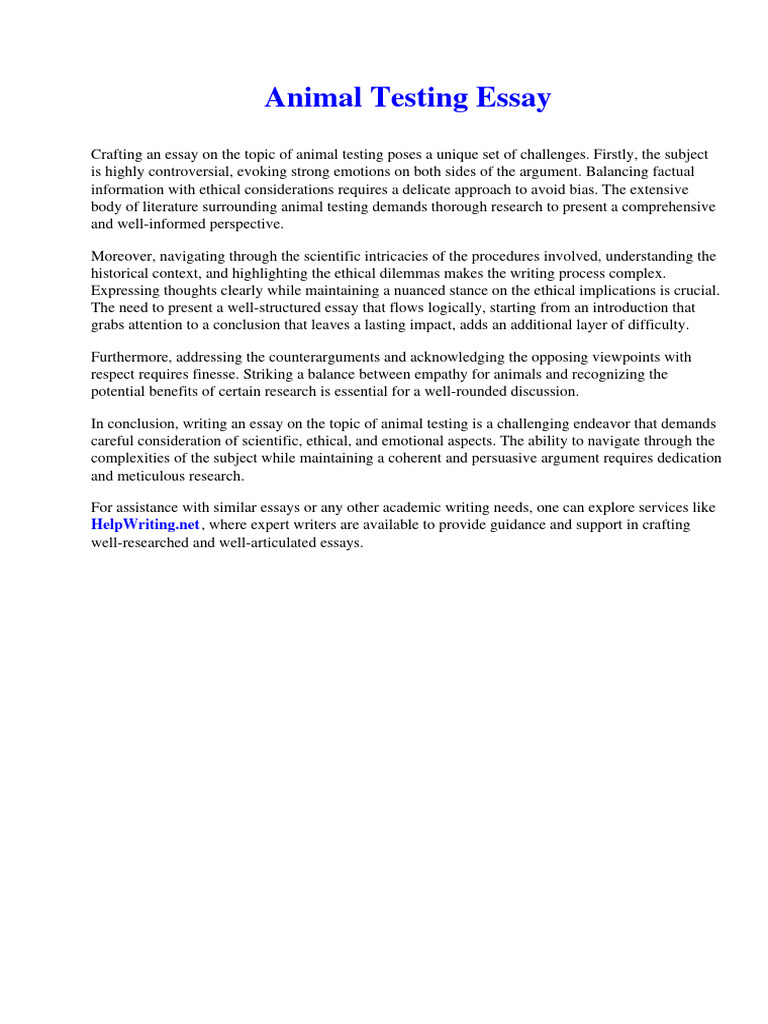 Animal Testing Essay | PDF | The Great Gatsby | Essays