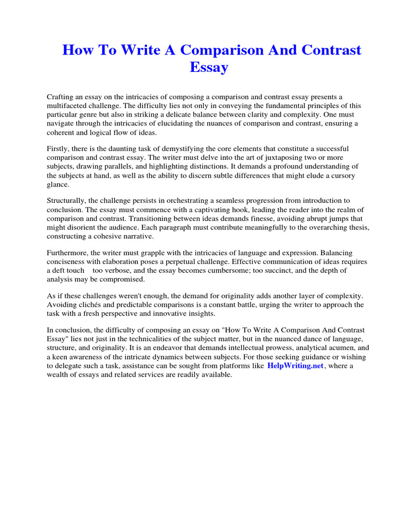 How To Write A Comparison and Contrast Essay | PDF | Essays | Thought