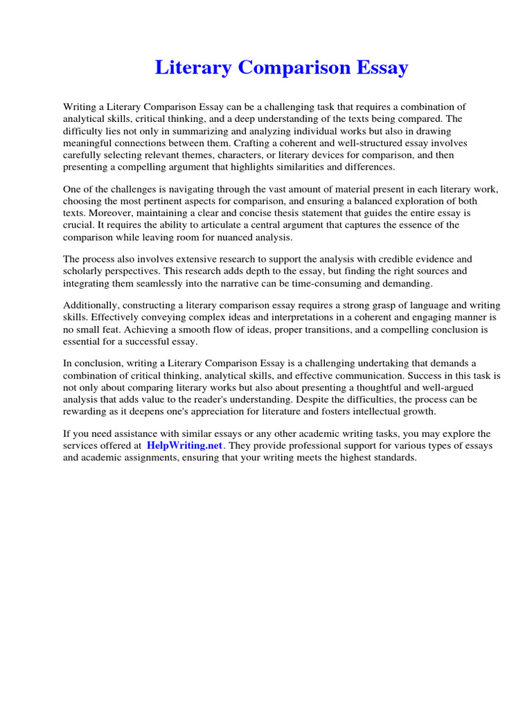 Literary Comparison Essay | PDF
