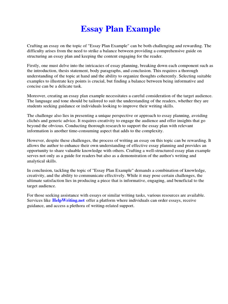 Essay Plan Example | PDF