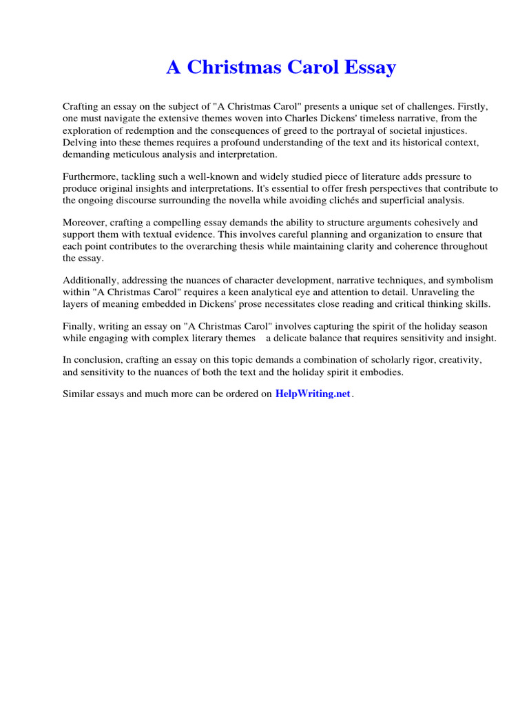 A Christmas Carol Essay | PDF