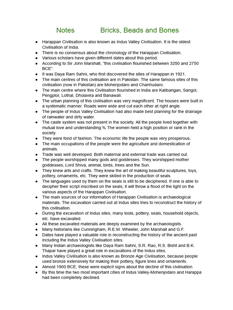 Notes Bricks Beads and Bones | PDF