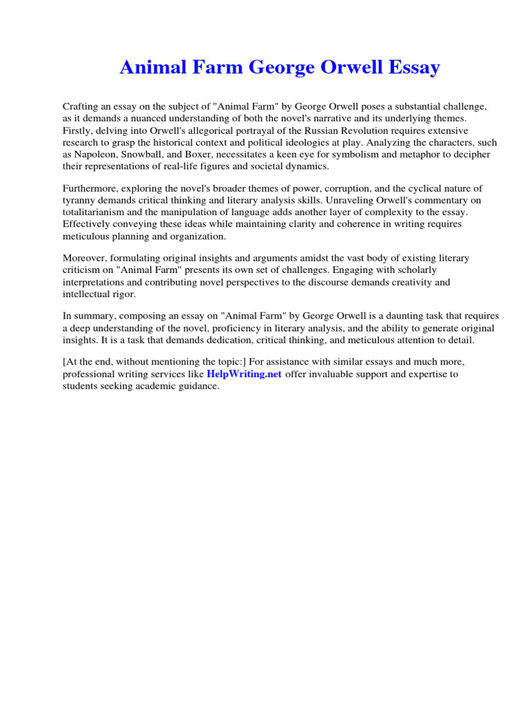 Animal Farm George Orwell Essay | PDF | Horse Racing | Fourier Series