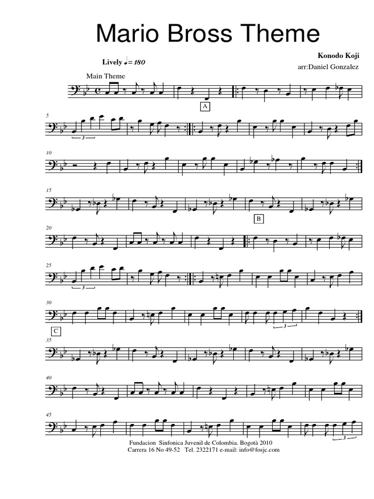 Super Mario Bros Trombone Sheet Music | PDF | Platform Games | Video ...