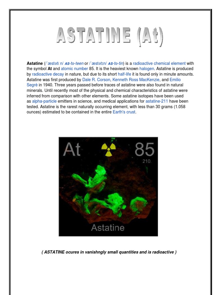Astatine Final | Chemical Elements | Sets Of Chemical Elements
