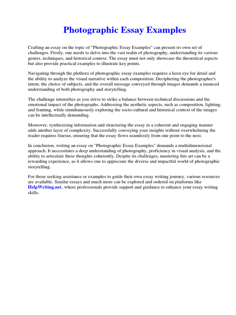 Photographic Essay Examples | PDF