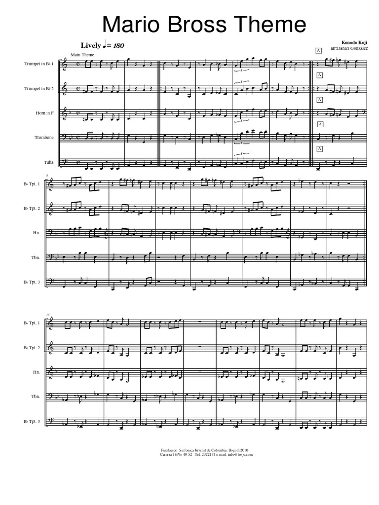 Mario Theme - Score | PDF | Nintendo Franchises | Nintendo