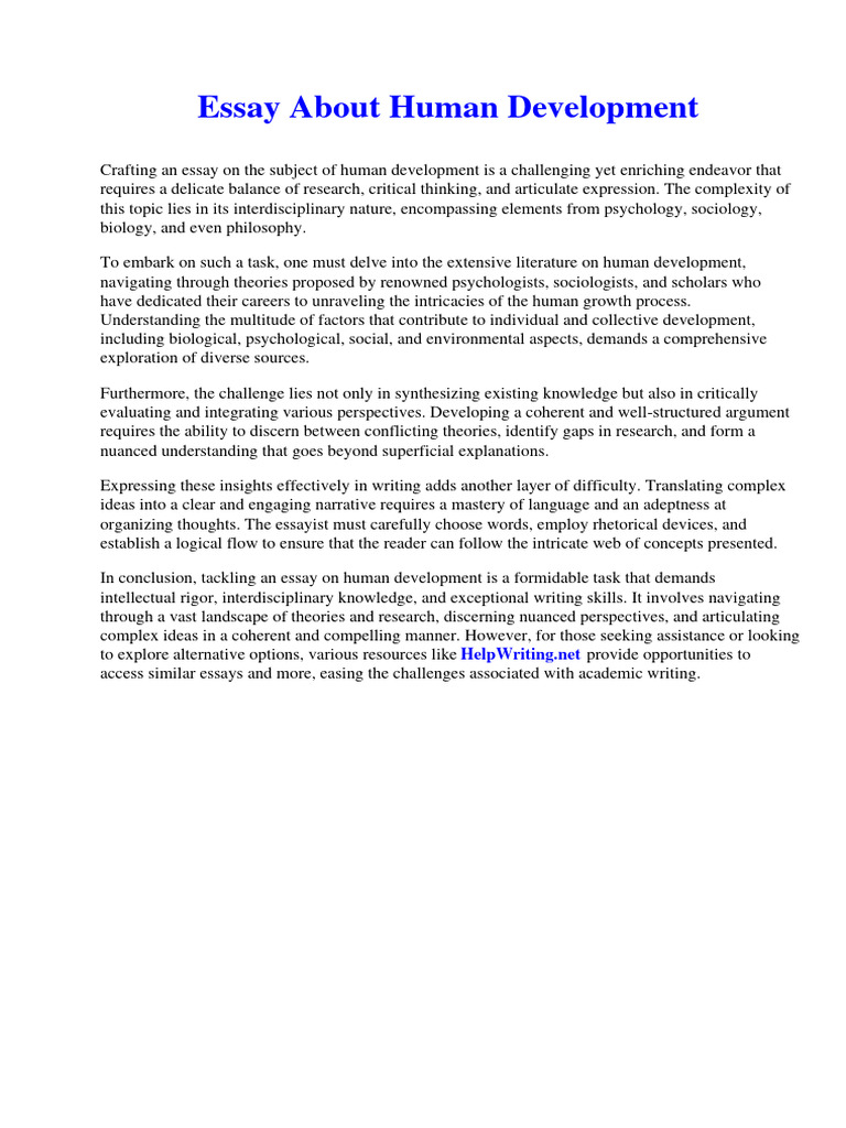 Essay About Human Development | PDF | Essays | On The Road