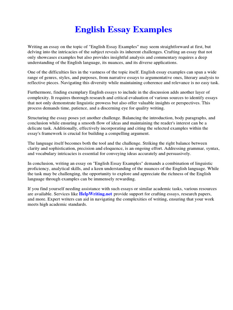 English Essay Examples | PDF