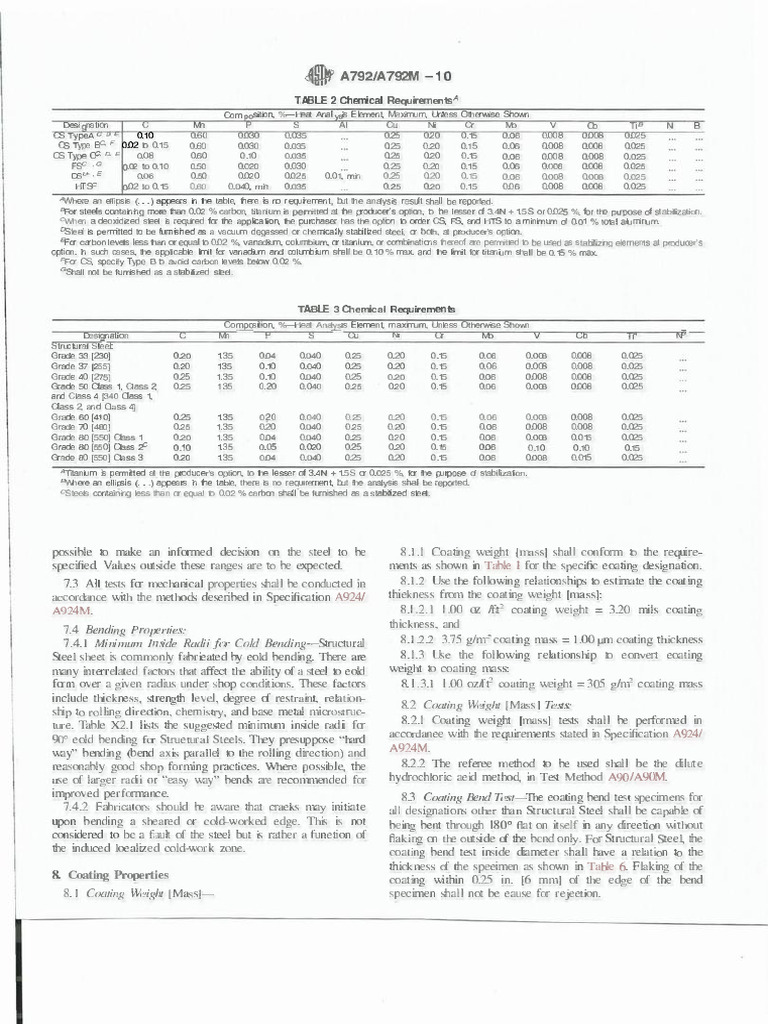 Extracto Norma ASTM A792 | PDF | Strength Of Materials | Yield ...