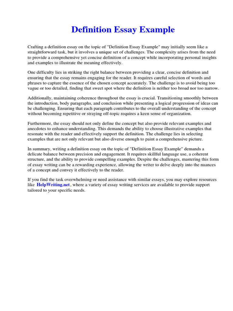 Definition Essay Example | PDF