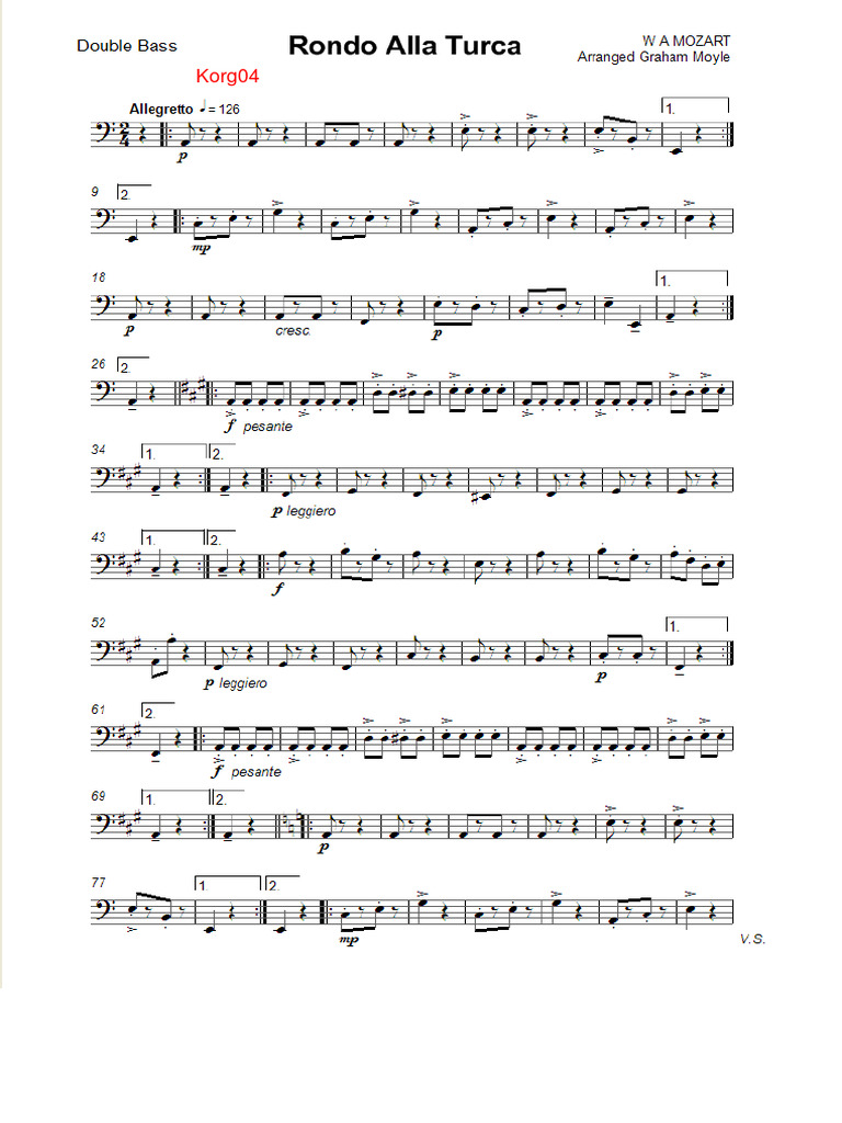 Бас - Rondo Alla Turca | PDF