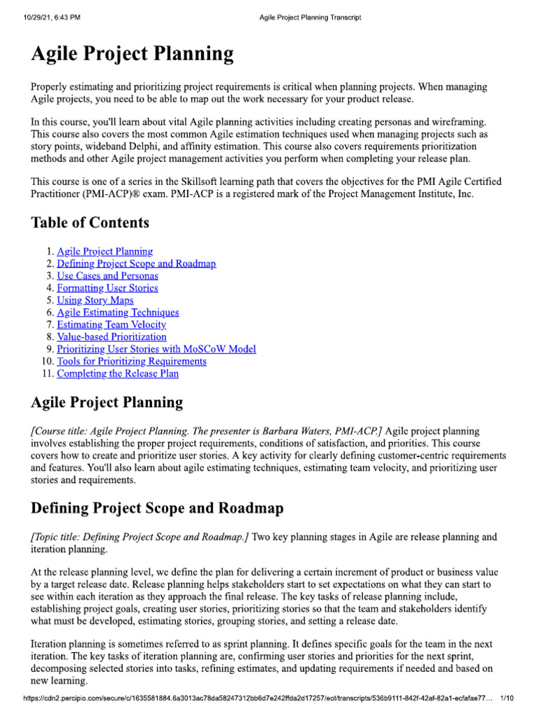 Agile Project Planning | PDF