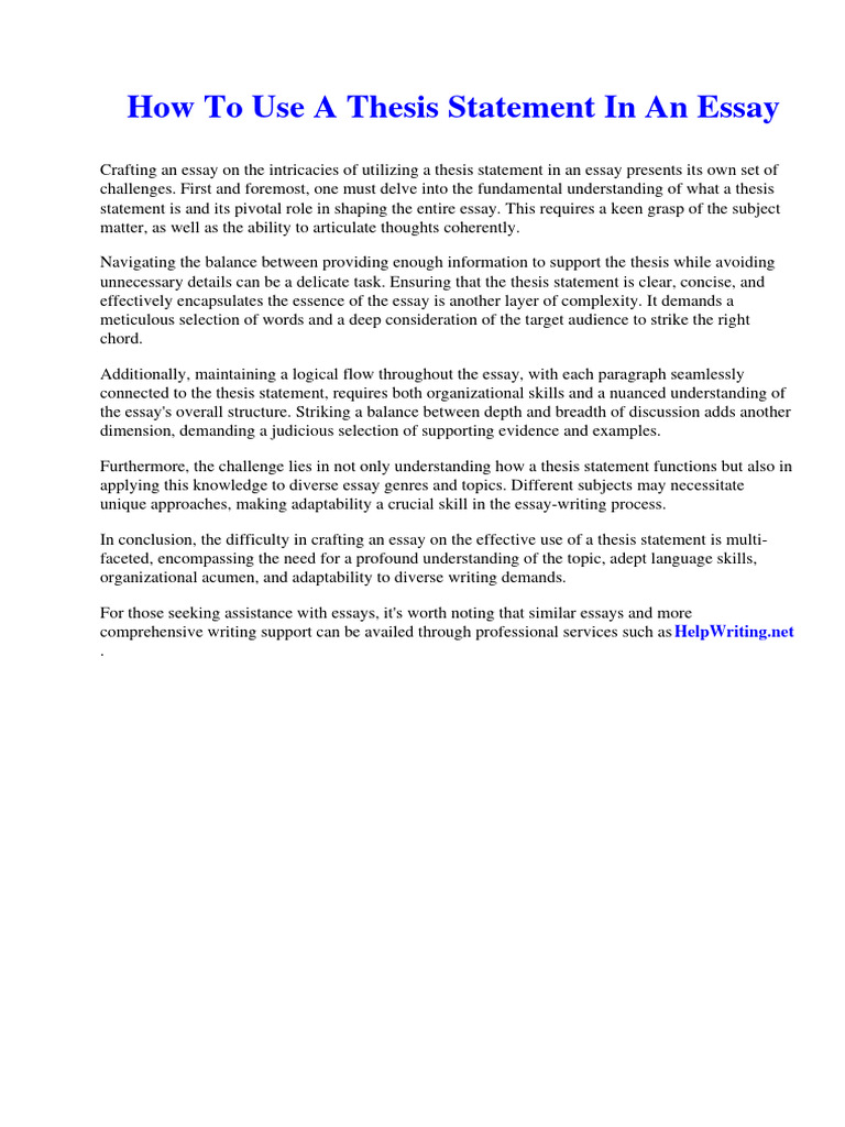 How To Use A Thesis Statement in An Essay | PDF | Athena | Essays