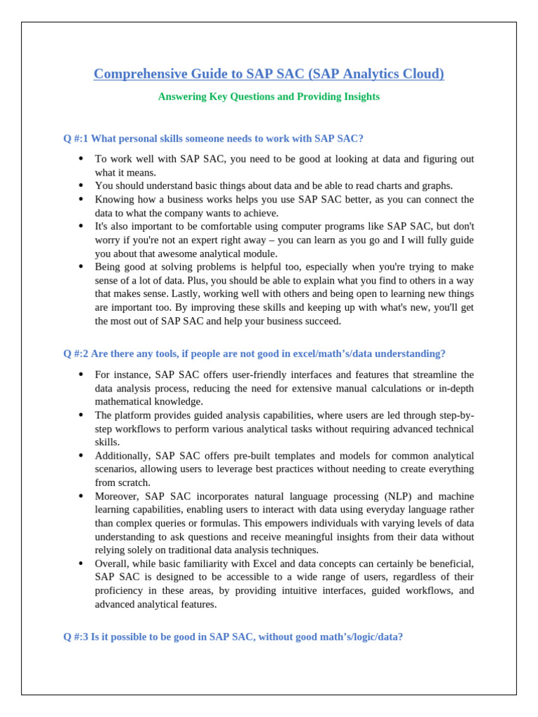 SAP SAC Guide: Skills, Tools, and Tips | PDF | Analytics | Artificial ...
