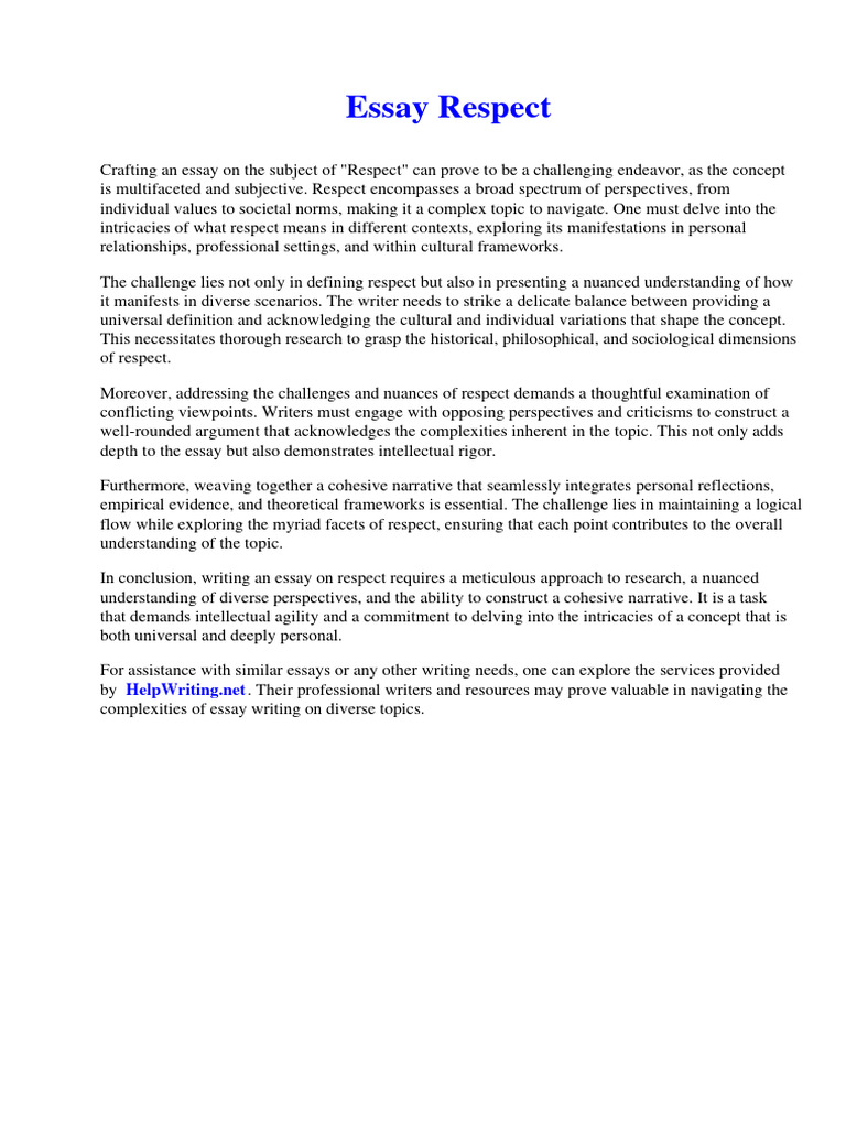 Essay Respect | PDF