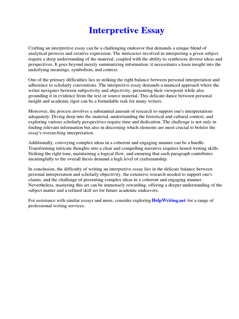 Interpretive Essay | PDF
