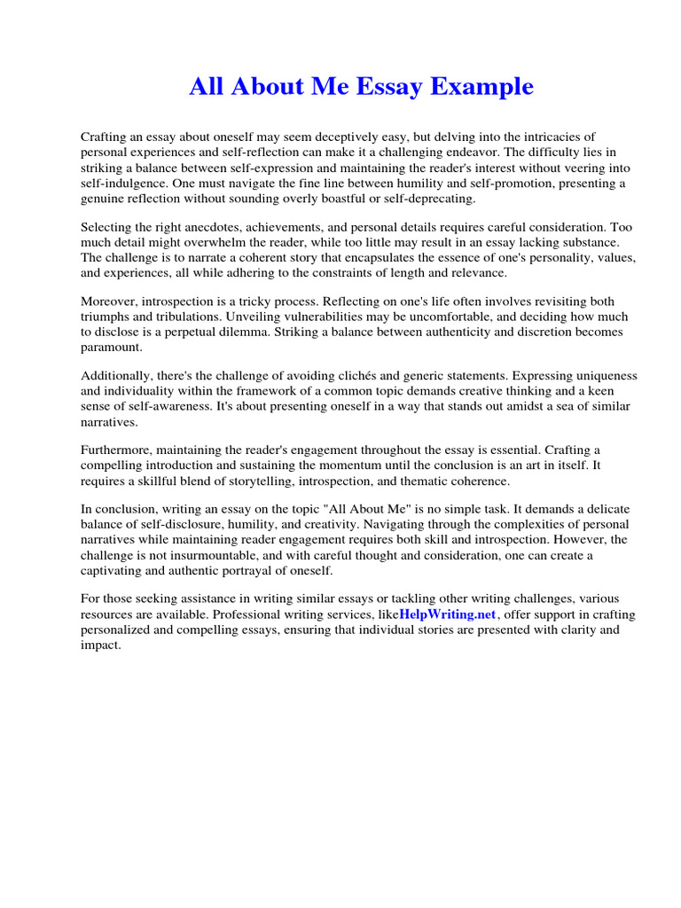 All About Me Essay Example | PDF | Satire | Israel