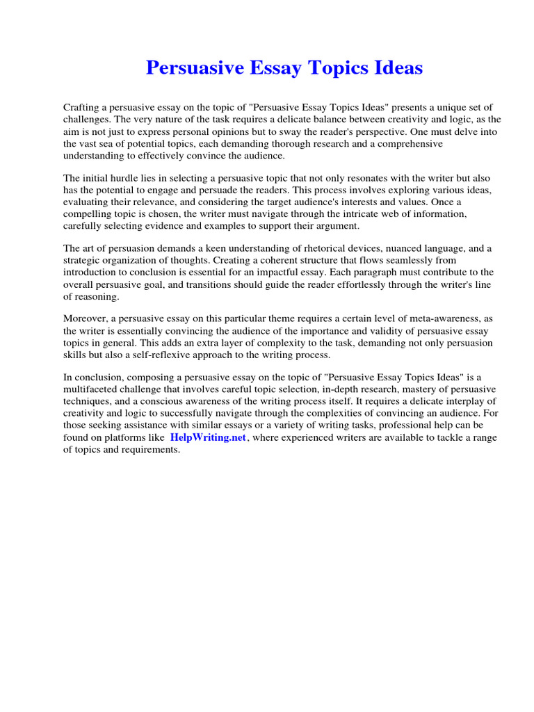 Persuasive Essay Topic Ideas Guide | PDF | René Descartes | Decibel