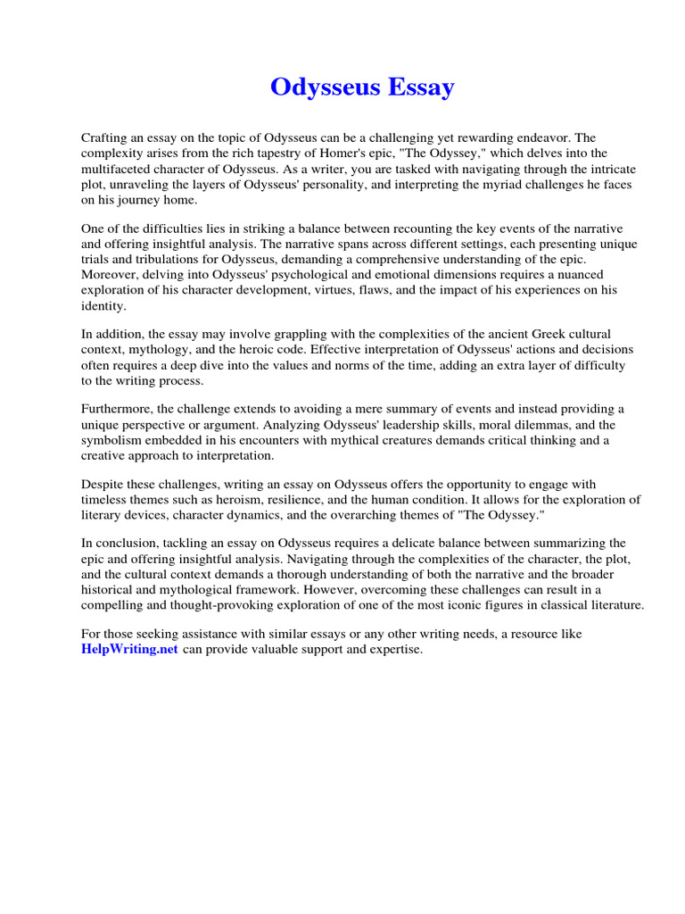 Odysseus Essay | PDF | Fourteenth Amendment To The United States ...