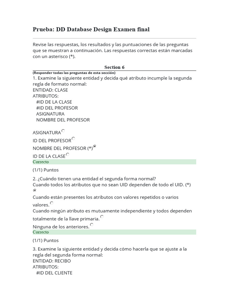 Prueba DD Database Design Examen Final | PDF | Bases de datos | Gestión de datos