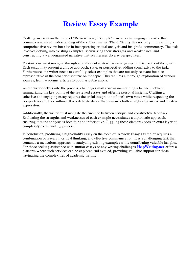 Review Essay Example | PDF