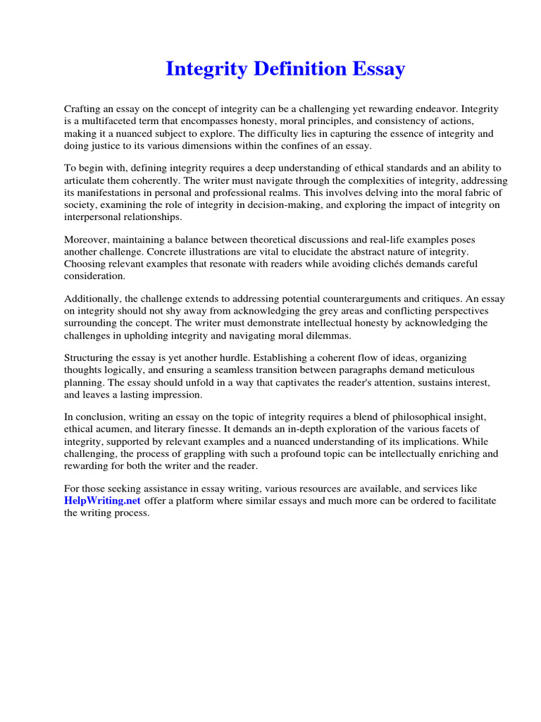 Exploring the Concept of Integrity | PDF | Integrity | Essays