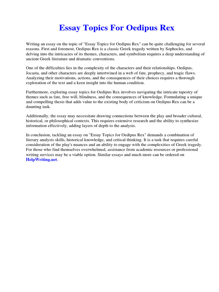 Essay Topics For Oedipus Rex | PDF | Essays | Radioactive Decay
