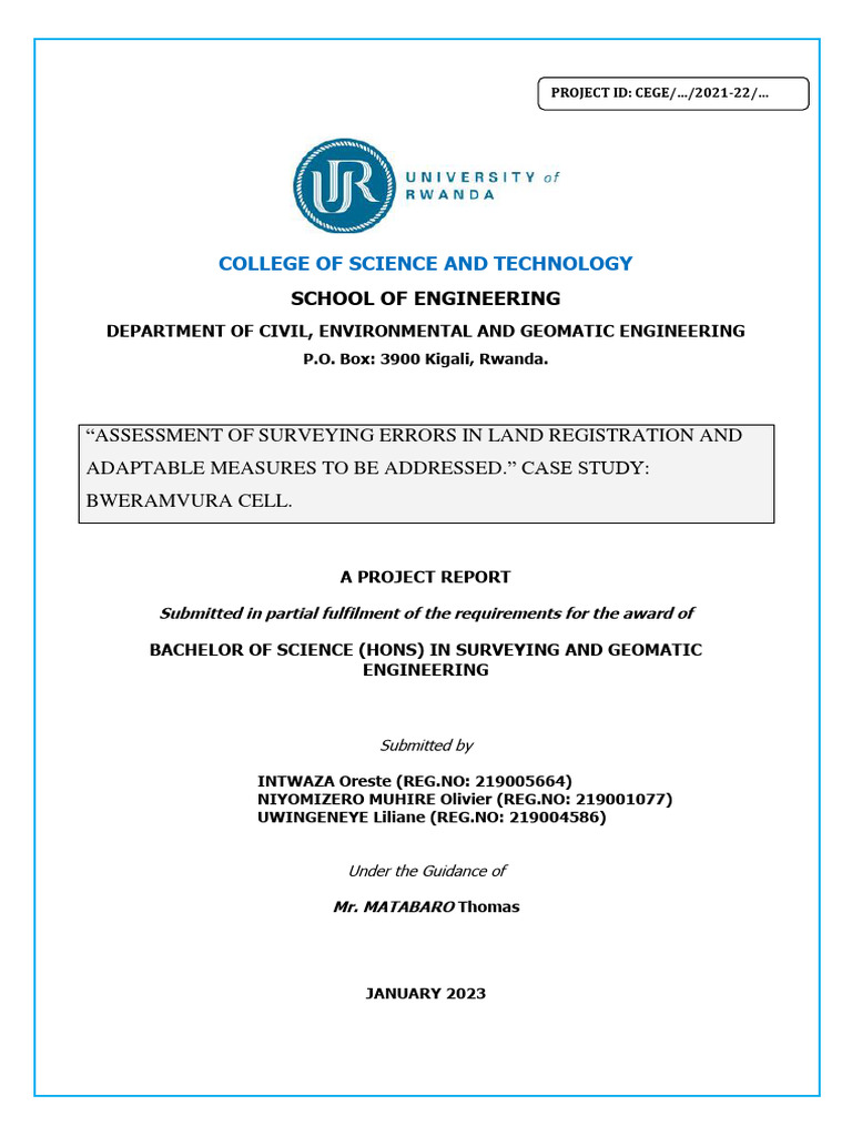 The Final Year Academic Project in Surveying and Geomatics Engineering ...