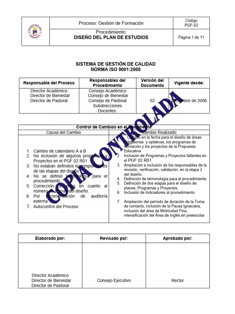 PGF-02 Proc de Diseño Del Plan de Estudios | Descargar gratis PDF | Plan de estudios | Educación ...